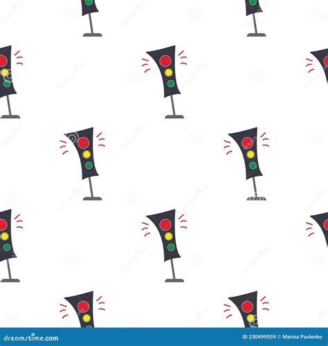 Traffic Light Seamless Pattern On White Background Stock Vector Illustration Of Automobile