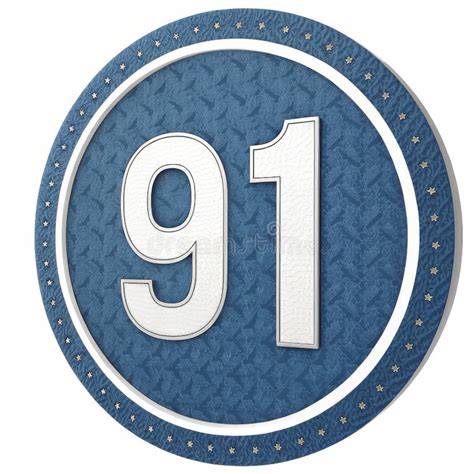 Decorative Round Plaque Featuring The Number 91 With A Textured Blue