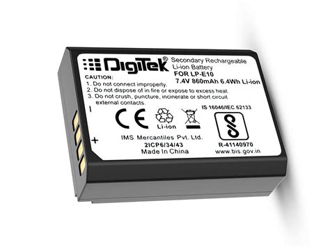 Digitek Lp E10 Lithium Ion Battery Pack 860mah At The Best Price In India Buy Online At Pixels