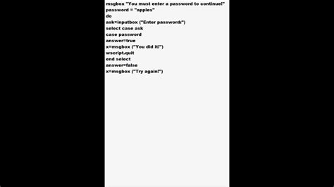 Vbs Password Tutorial Youtube