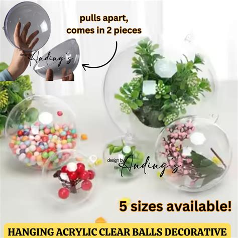 Andings Acrylic Ball Clear High Quality Pull Apart Decorative Balls