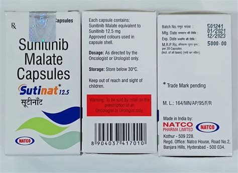 Sunitinib Malate Capsules 50mg At ₹ 21890box Anti Cancer Tablets In Jabalpur Id 2856516154655