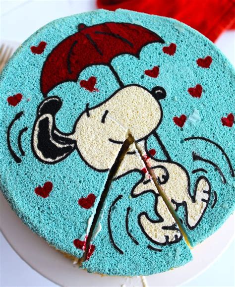 Snoopy Valentines Day Designed Sponge Cake The Squeaky Mixer
