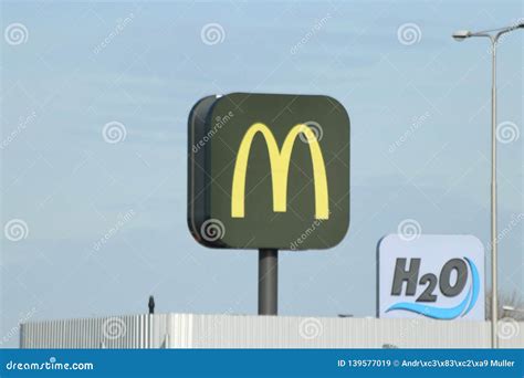Yellow Mcdonalds Sign Banner On Building Famous Company Logo Editorial