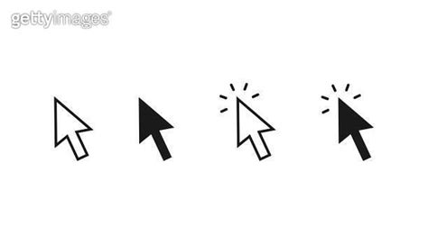 Set Of Clicking Arrows Outline And Bold Arrow Icons Cursor Sing With Clicking Effect Mouse