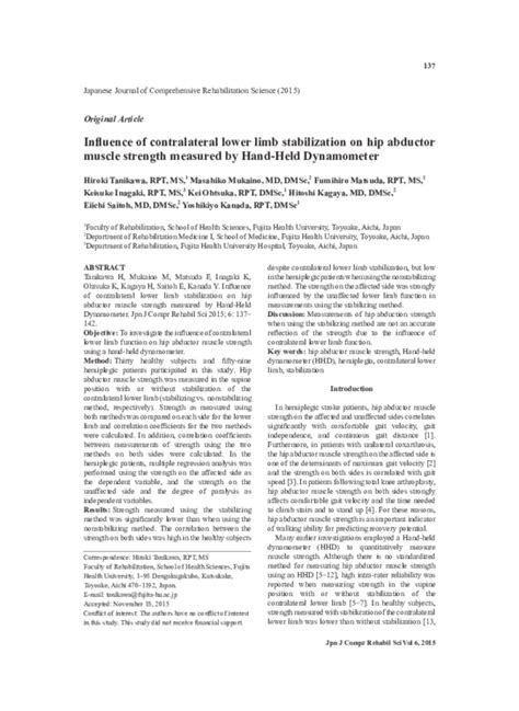 Pdf Influence Of Contralateral Lower Limb Stabilization On Hip