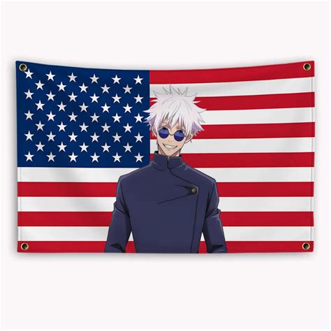3x5 Ft 90x150cm Jujutsu Kaisen American Flag Tapestry Anime Gojo Satoru