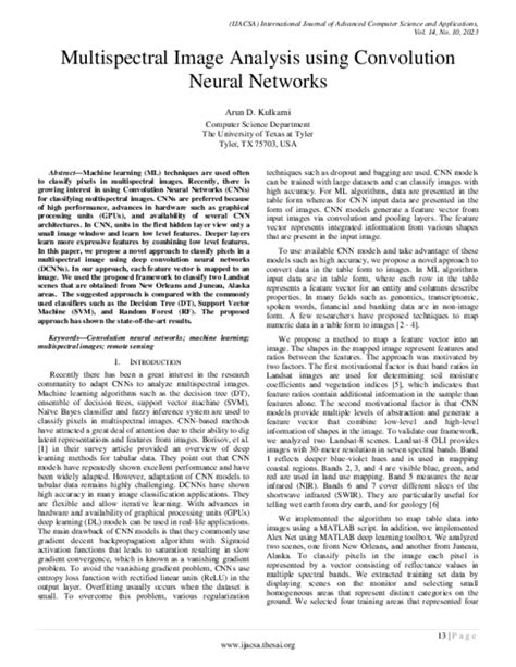 Pdf Multispectral Image Analysis Using Convolution Neural Networks