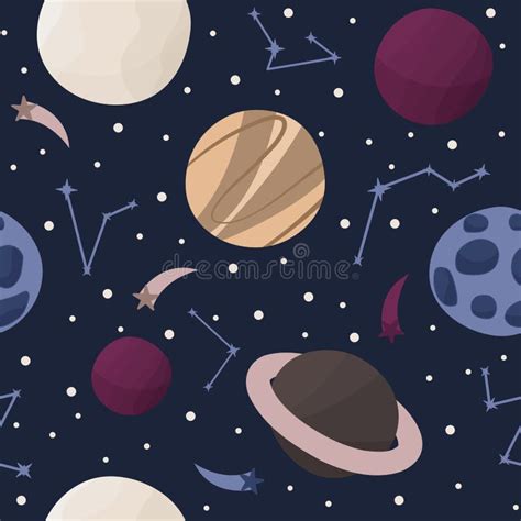 Seamless Pattern With Planets And Galaxy Space Stock Vector Illustration Of Pattern Sphere