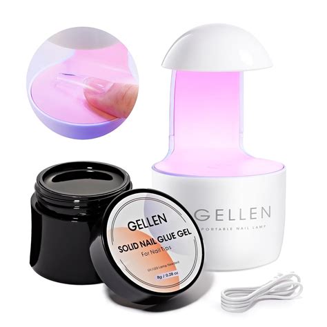 Gellen Solid Nail Glue Gel Kit 8g Gel And 8w Mini Uv
