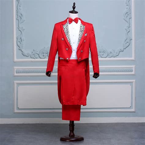 Mens Tailcoat Jacquard Lapel Tail Coat Stage Singer Cosplay Costume