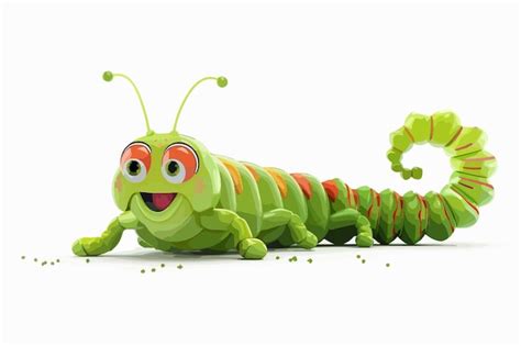 Cute Inchworm Cartoon Character Isolated Clipart Illustration Premium