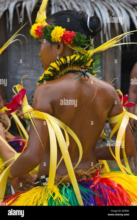 Yapese Girl In Traditional Clothing At Yap Day Festival Yap Island