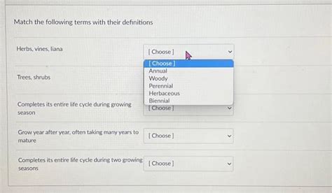 Solved Match The Following Terms With Their Defnitions