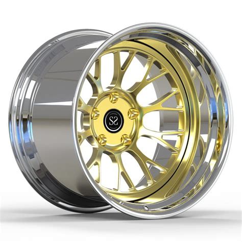 Deep Dish Gold Polished Wheels Negative Offset 19x12j 2 Pc Forged