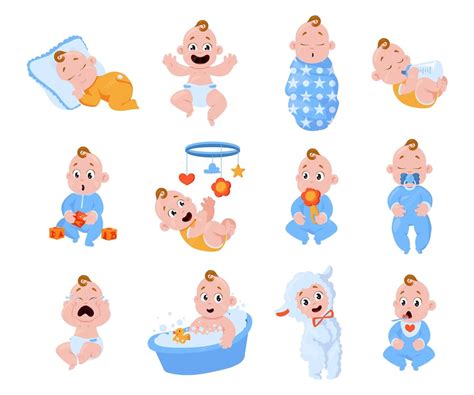 Bebé Recién Nacido Dibujos Animados Feliz Niño Niño Y Niña Personajes