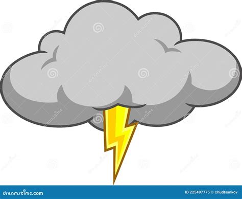 Cartoon Dark Cloud With Lightning Stock Vector Illustration Of Nature