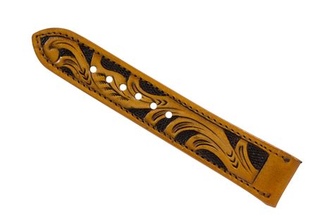 Tan Hand Tooled Leather Watch Strap Handmade In Texas Usa Ht02 Etsy