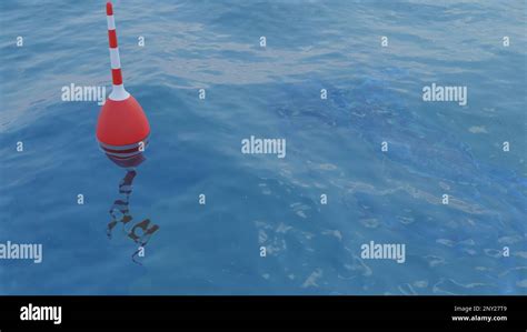 view of the blue sea in animation design light water with buoys