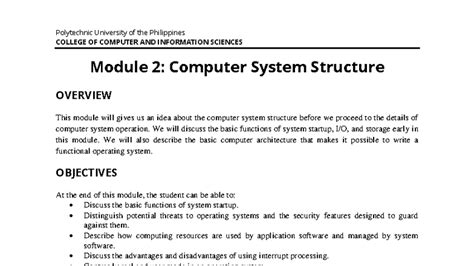 Module 2 Computer System Structure Overview Pup Ccis Studocu