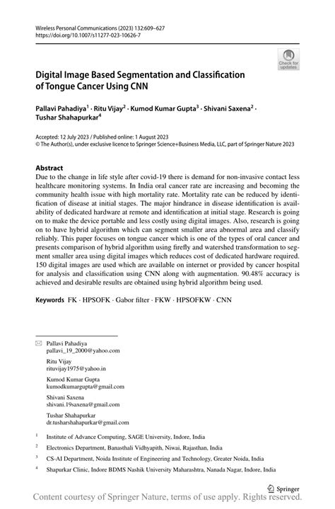 Digital Image Based Segmentation And Classification Of Tongue Cancer