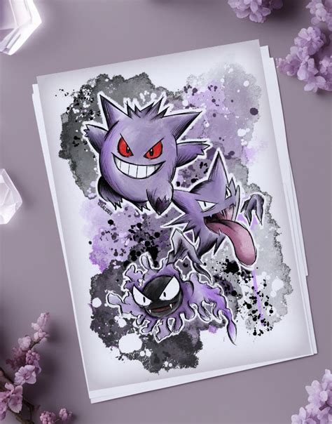 Gengar Haunter And Gastly Print Galuxeh