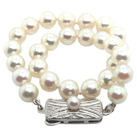 Mikimoto Cultured Pearl Diamond Spacers Bracelet At 1stdibs