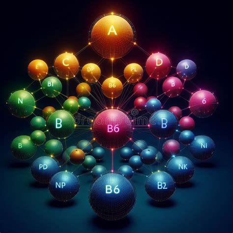 Colorful Molecular Structures With Vitamins Labels Stock Image Image