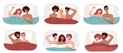 Premium Vector A Set Of Different Colored People In Bed A Variety Of