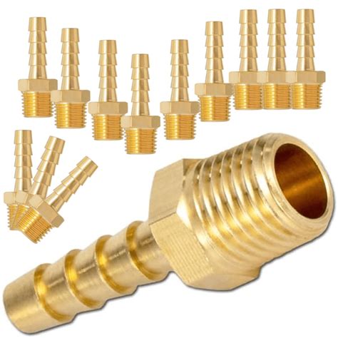 12 Pack 1 4 Air Hose Fittings Brass Hose Barb Fittings 1 4 Inch Npt