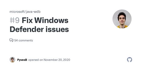 Fix Windows Defender Issues · Issue 9 · Microsoftjava Wdb · Github