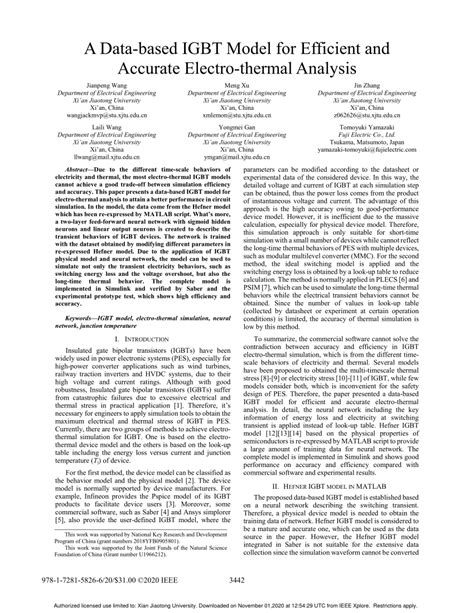 Pdf A Data Based Igbt Model For Efficient And Accurate Electro