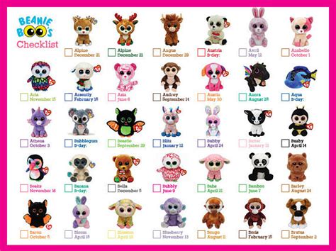 Beanie Boo Checklist Instant Download 8 X 105 Check Your Ty Boos