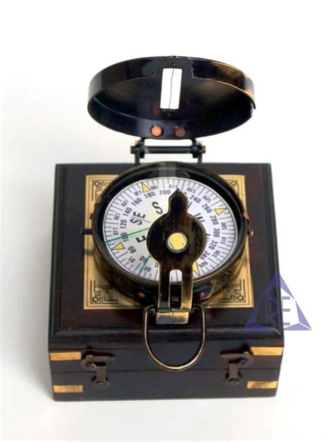 Black Antique Brass Prismatic Map Compass Lensatic Compass With Wood