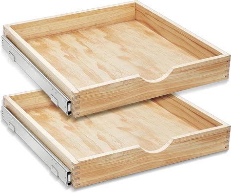 Menkxi 2 Set Pull Out Tray Cabinet Organizer Wooden Pull