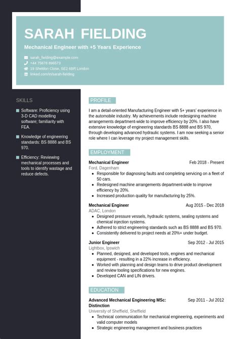 Cv Example Engineering Jobseeker