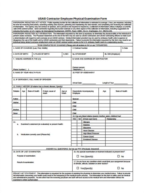 FREE 5+ Employment Physical Forms in PDF