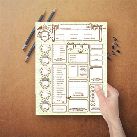 Minimalist Dnd 5e Character Sheet Digital Pdf Perfect For Dms Etsy