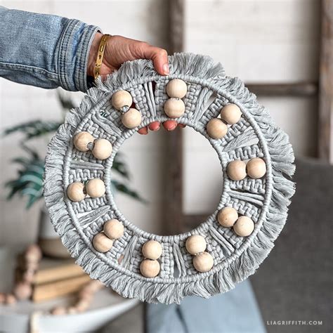 Macrame Wreath With Wood Beads Lia Griffith