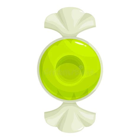 Round Green Candy With White Wrapper Showing Delicious Flavored Center Stock Illustration