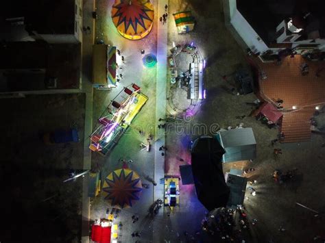 Colorful Town Fair Seen Above At Night Stock Image Image Of Festival