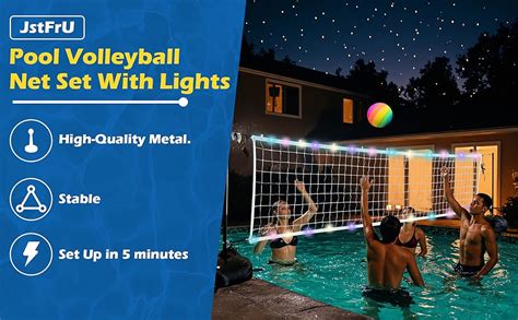 Pool Volleyball Net Set With Led Lightsvolleyball Net