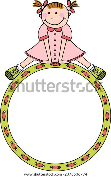 Cute Round Frame Lovely Girl Stock Vector Royalty Free 2075536774 Shutterstock