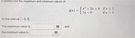 Solved 1 ﻿point ﻿find The Maximum And Minimum Values