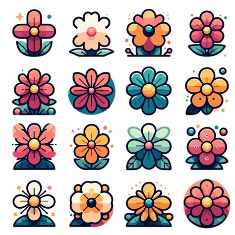 Flowers Icon Set Flowers Isolated On White Background Premium Ai Generated Vector
