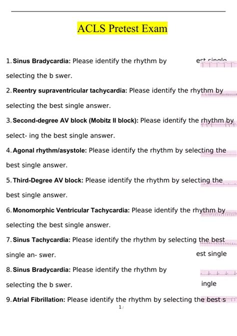 Acls Written Exam Bundled Acls Exam Version C Acls Pretest Section 3 Test Questions With 100