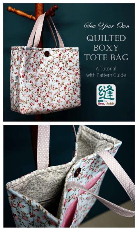 Free Diy Fabric Quilted Boxy Tote Bag Sewing Pattern Quilted Tote Bag