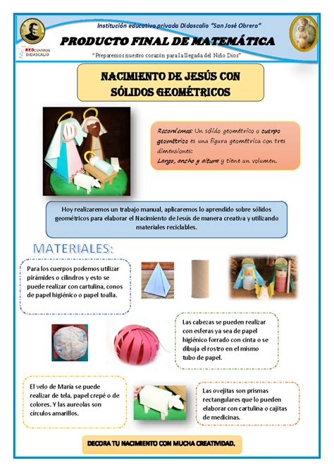 Producto Final De Matemática 6to Institución Educativa Privada Didascalio “san José Obrero