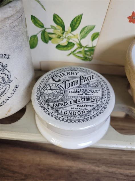 Antique Advertising Cherry Toothpaste Pot Lid And Base Chemist
