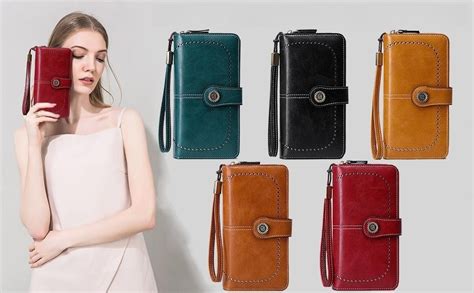 Cartera Para Mujer De Piel Con Bloqueo Rfid Billetera Grande Con